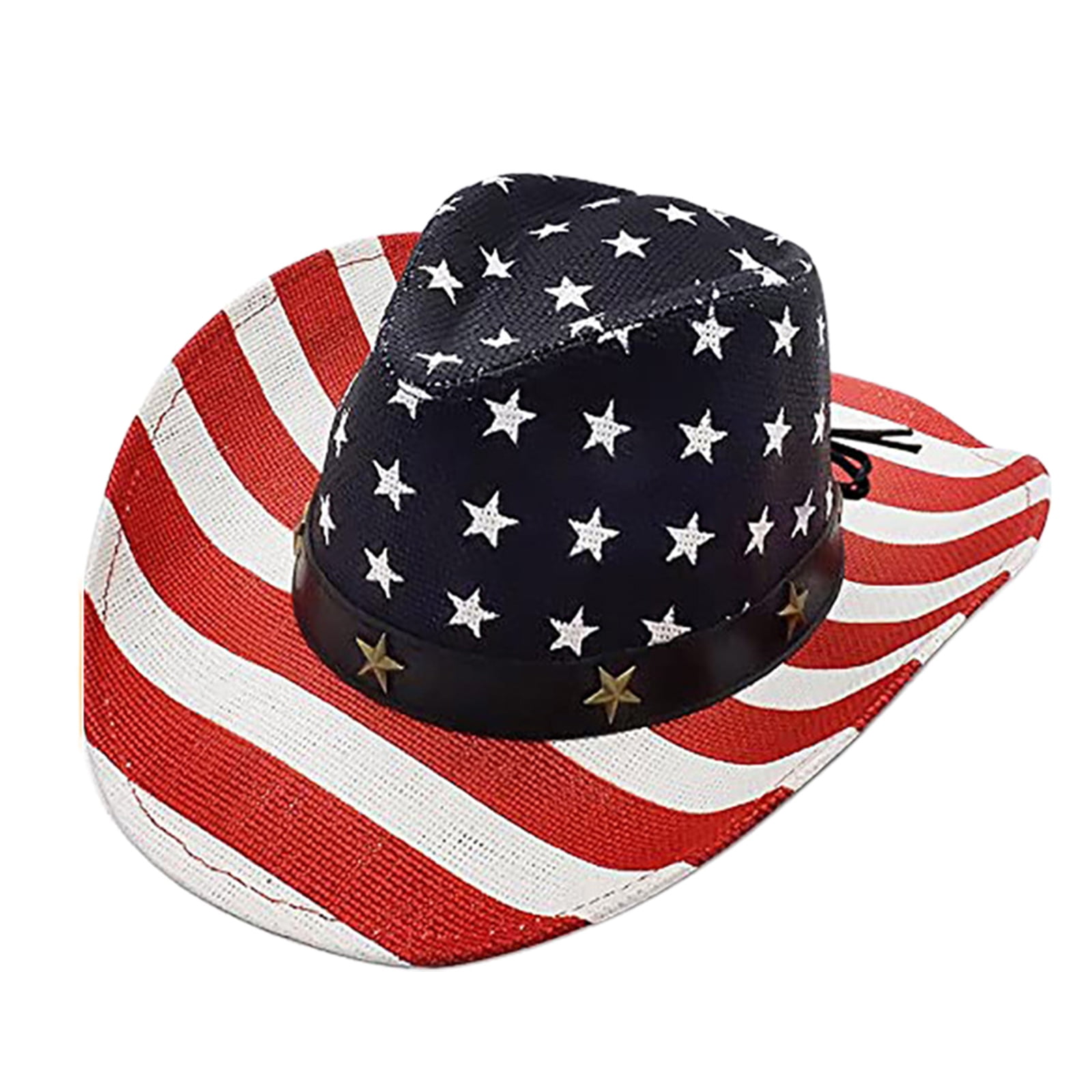 Yokua American Flag Western Cowgirl Hat with Windproof Rope Cowboy Hat ...
