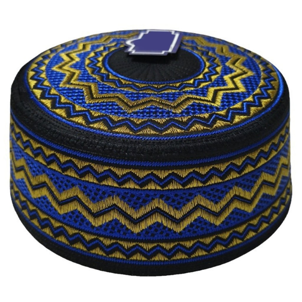 Yokua Embroidery Men’s Prayer Hat Saudi Arabia Islamic Hat Round Skull ...
