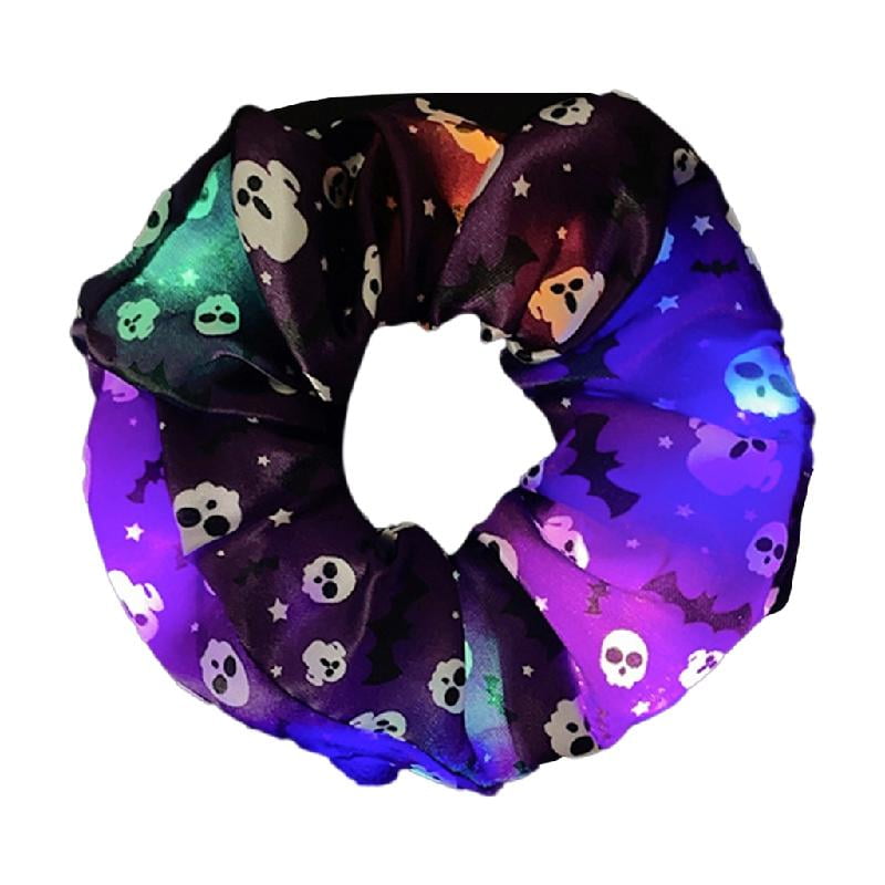 Yokua Glowing Pumpkin Hair Ties French Scrunchie Halloween Skull ...