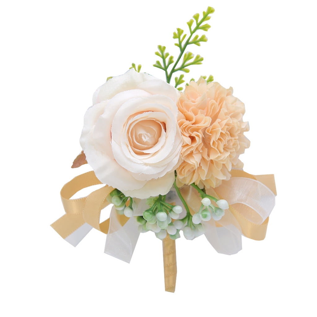 Yokua Handmade Bridal Groom Wedding Boutonniere Pin Artificial Rose ...