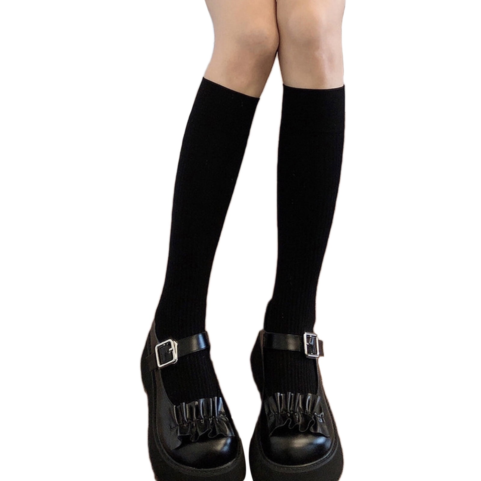 Yokua Japanese Preppy Style Women Knee High Socks Sweet Milky White ...