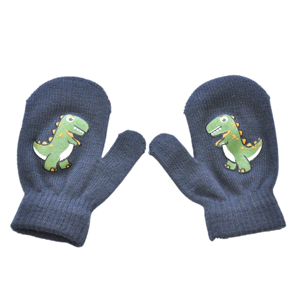 Yokua Kids Cartoon Stretch Gloves Hand Warmers Wool Knit Cute Dinosaur ...