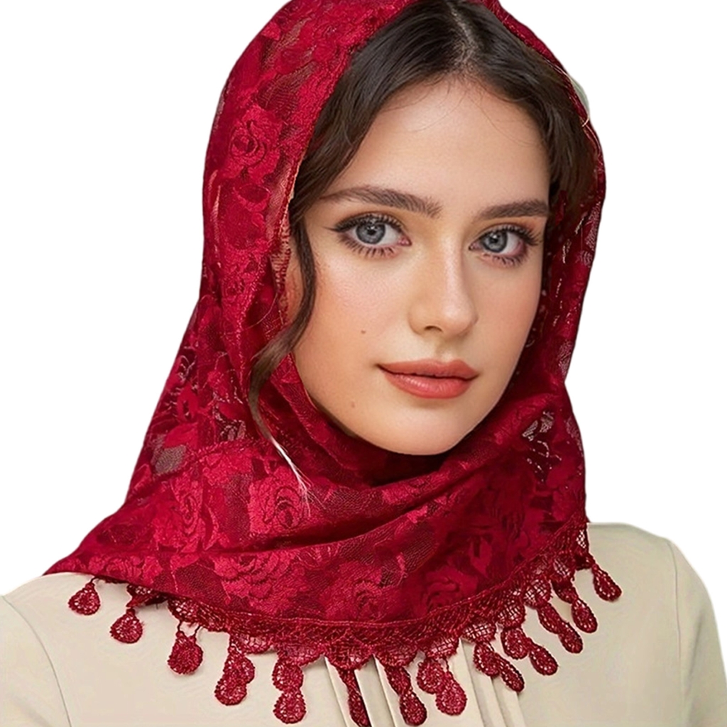 Yokua Lace Head Scarf Wedding Bride Veils Mantilla Veils Mass Shawl for ...