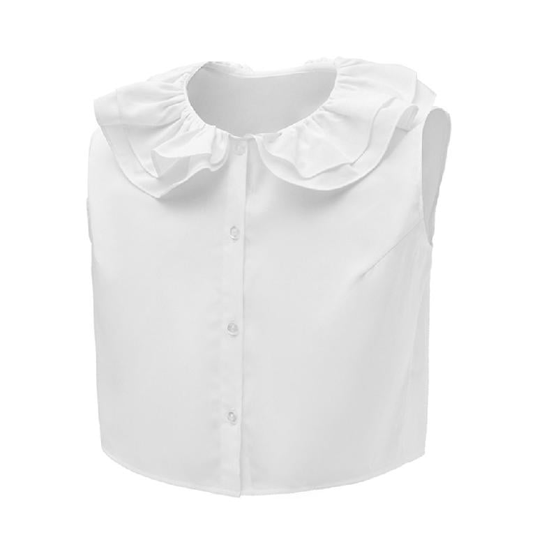 Yokua Layering Half Shirt Elegant Ruffled Lapel Collar Detachable Fake ...