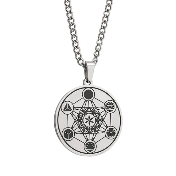 Yokua Mens Necklace Angel Seal Solomon Magic Circle Ogan Flower of Life ...