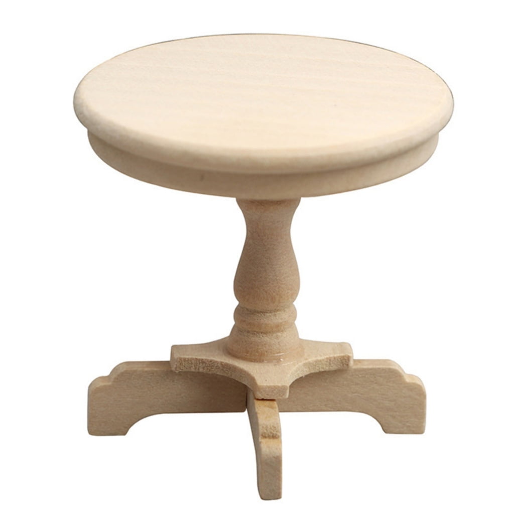 Yokua Miniature Dollhouses End Table 1:12 Scale Wood Furniture Round ...