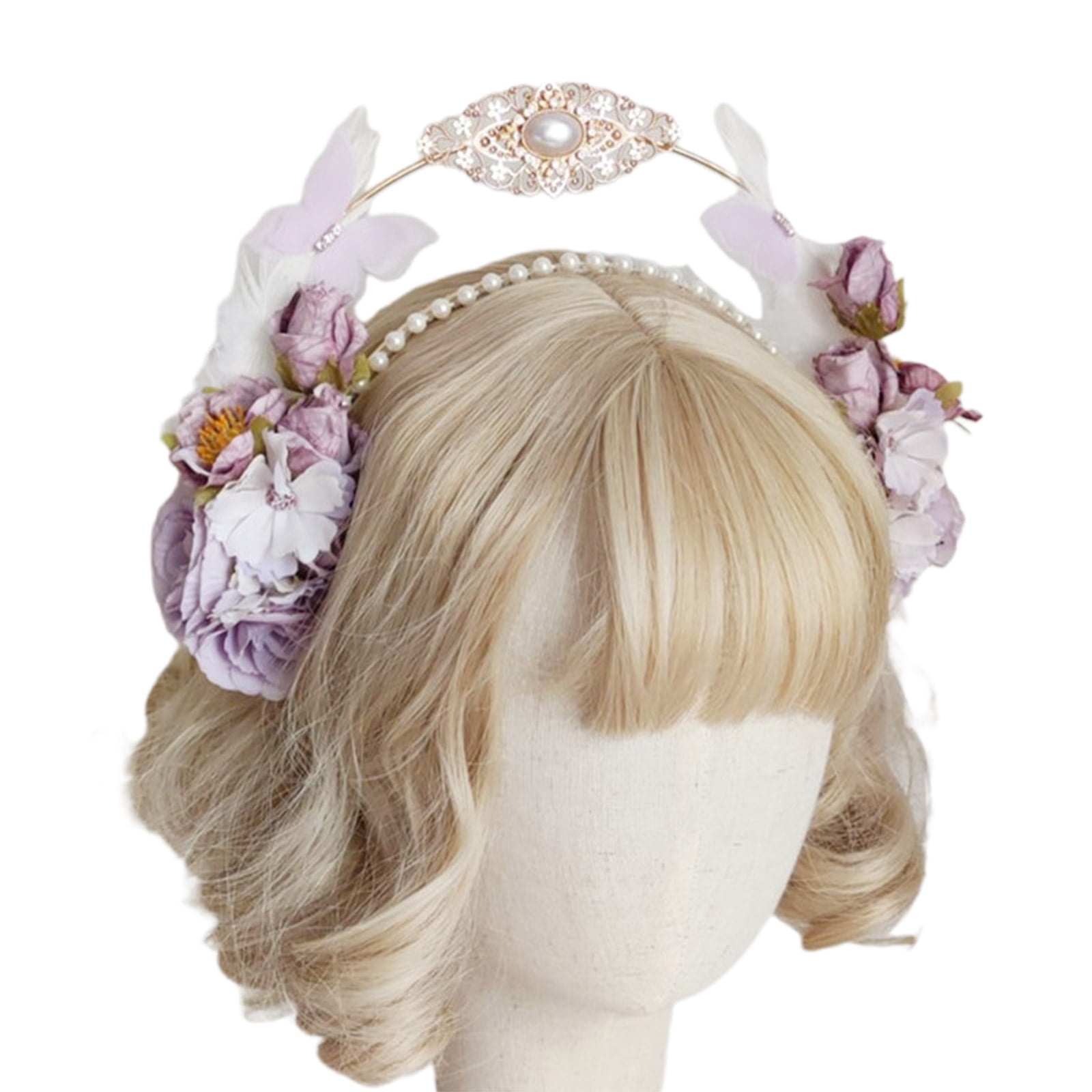 Yokua Pastoral Style Flower Crowns with Double Layer Wedding Hair Decor ...