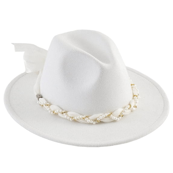 Yokua Pearls Headdress Women Elegant Hat Pearls Hat Wedding Fedoras for ...