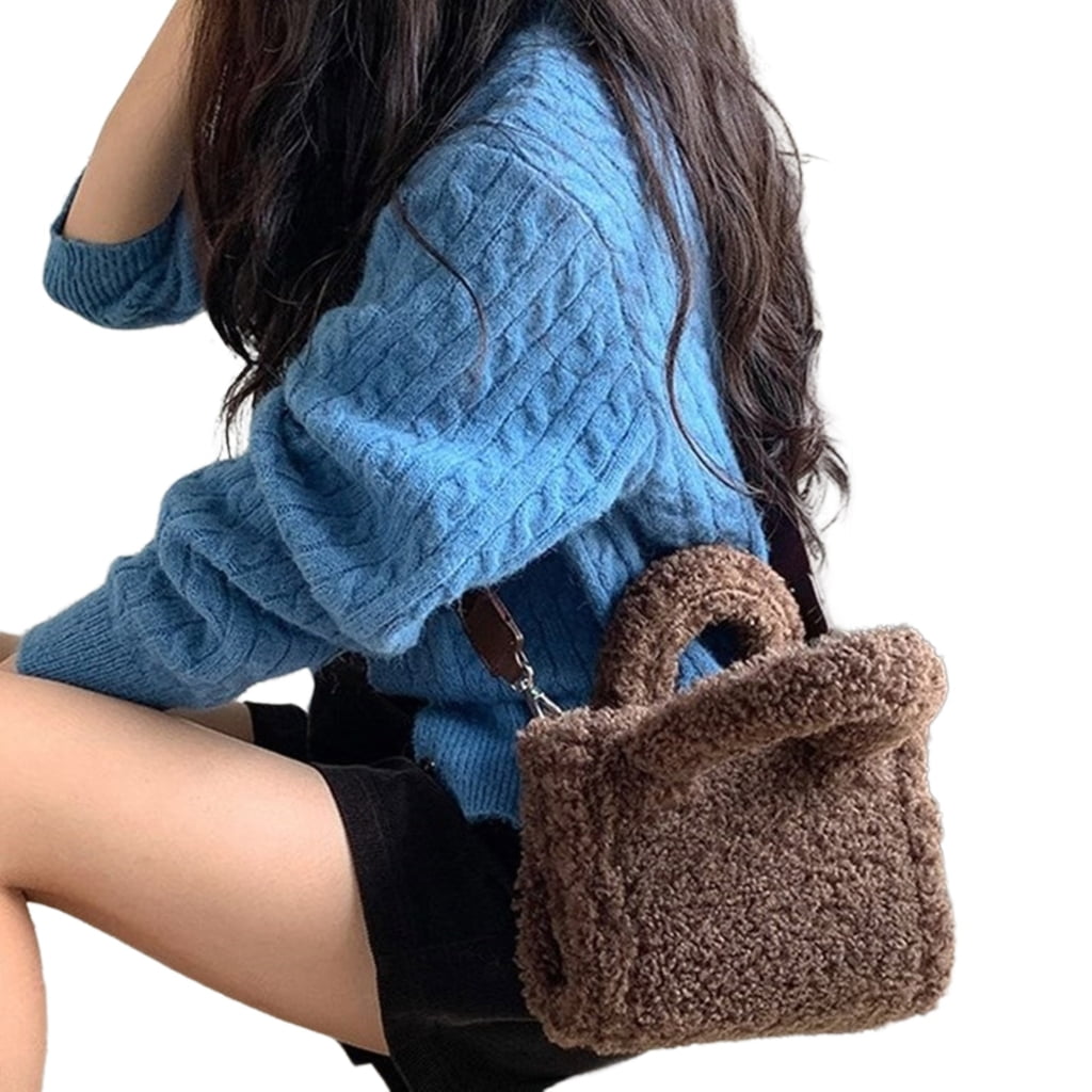 Yokua Plush Crossbody Handbag Plush Clutch Purse with Removable ...