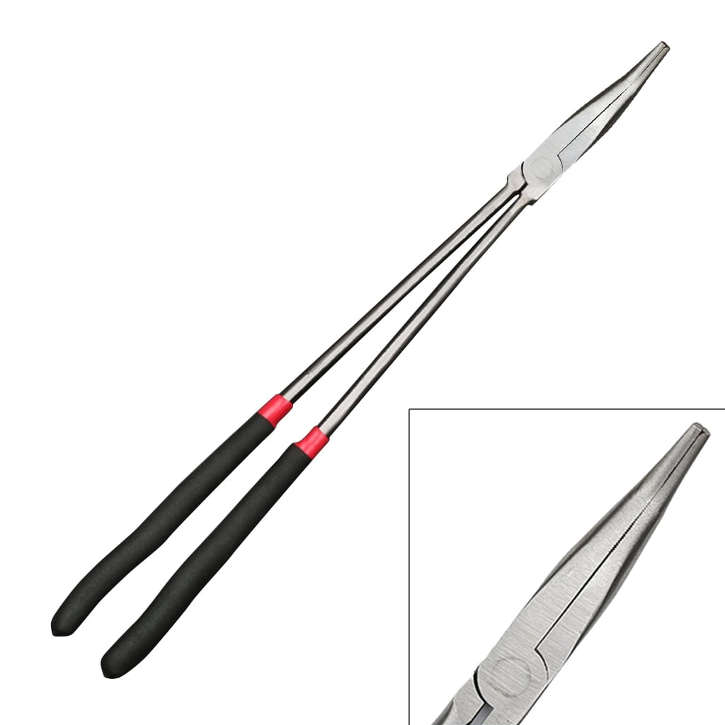 Yokua Steel Needle Nose Pliers Straight Head 25/45 Degree Bend 16inches ...