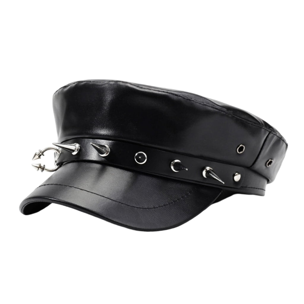Yokua Unisex Gothic vintage Beret Cap PU Leather Cap Easy Clean ...