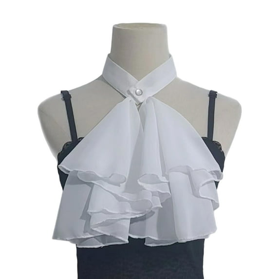 Yokua Victorian Detachable Chiffon Ruffled Jabot Collar Medieval ...
