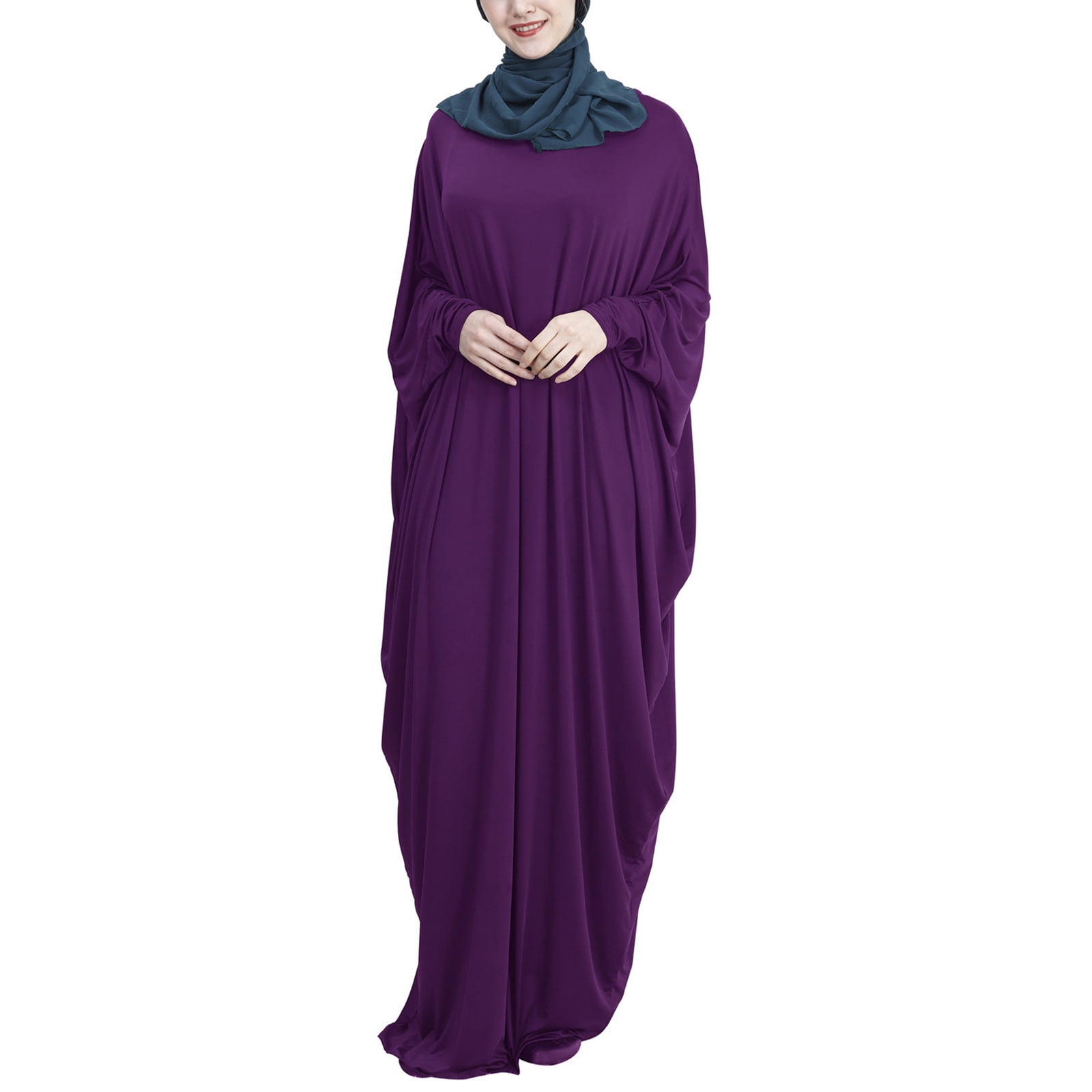 Yokua Women Muslim Batwing Long Sleeve Maxi Dress Turkey Dubai Loose ...