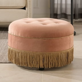 Round Tufted Ottomans for Living Room Home Decor with Storage Options