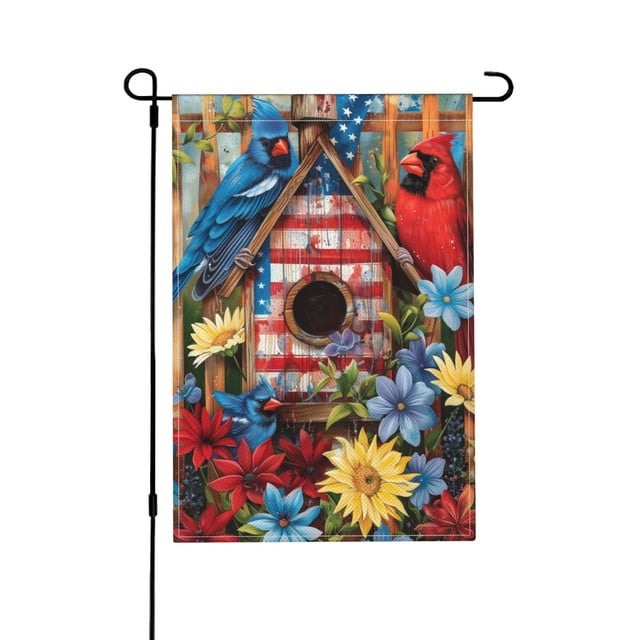Yolandalse Graden Flag Patriotic Gathering Spring Birdhouse Floral ...