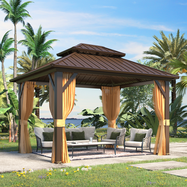 Yoleny 10' x 12' Hardtop Gazebo with Aluminum Frame and Galvanized ...