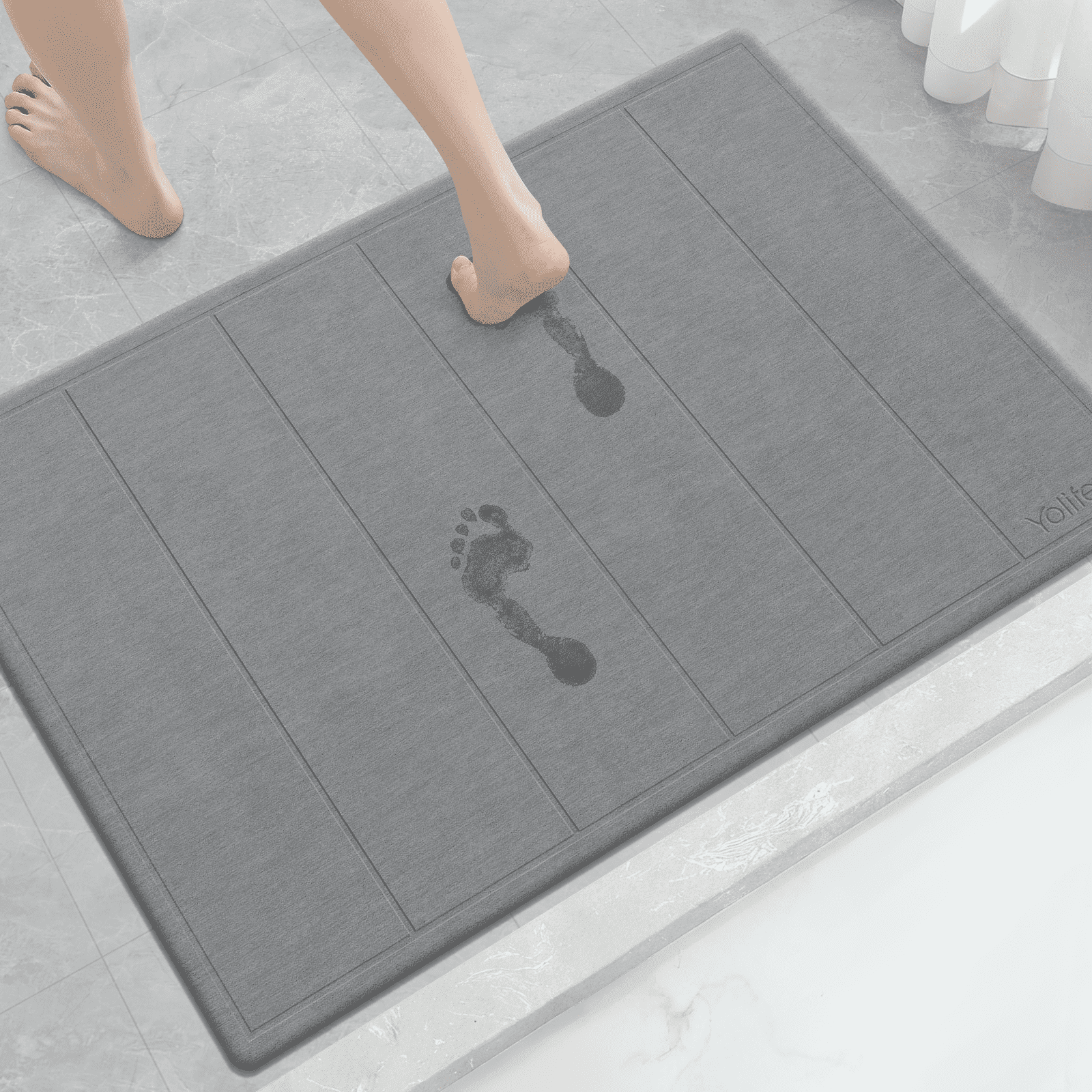 Yolife 32"x20" Diatomite Bath Mat, Super Absorbent Quick-Dry Bathroom ...