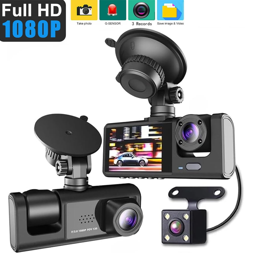 Yolispa 3 Channel Dash Cam, 1080P Front and Rear Inside, Dashcam Three ...