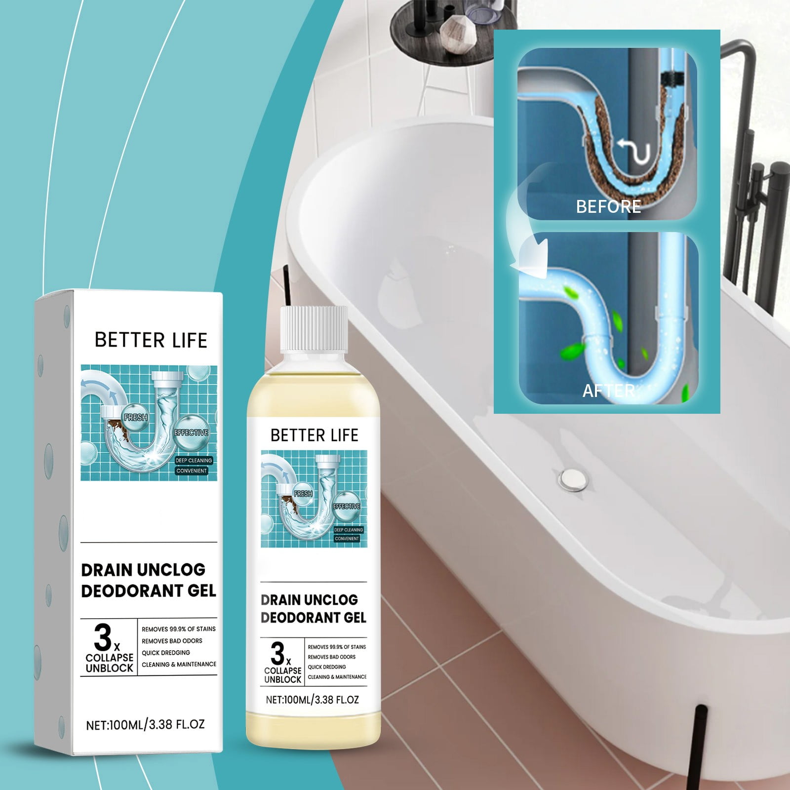 Yolmart Sewer Dredging Deodorization Gel 100ml Kitchen Toilet Cleaning ...