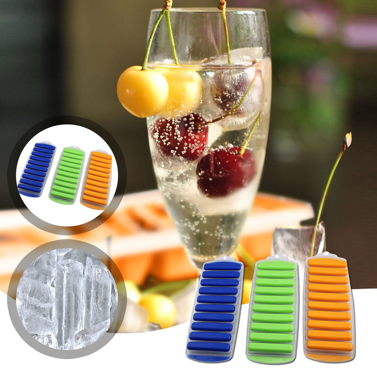 Yolmart Silicone Narrow Ice Stick Cube Trays With Easy Push And Out For ...