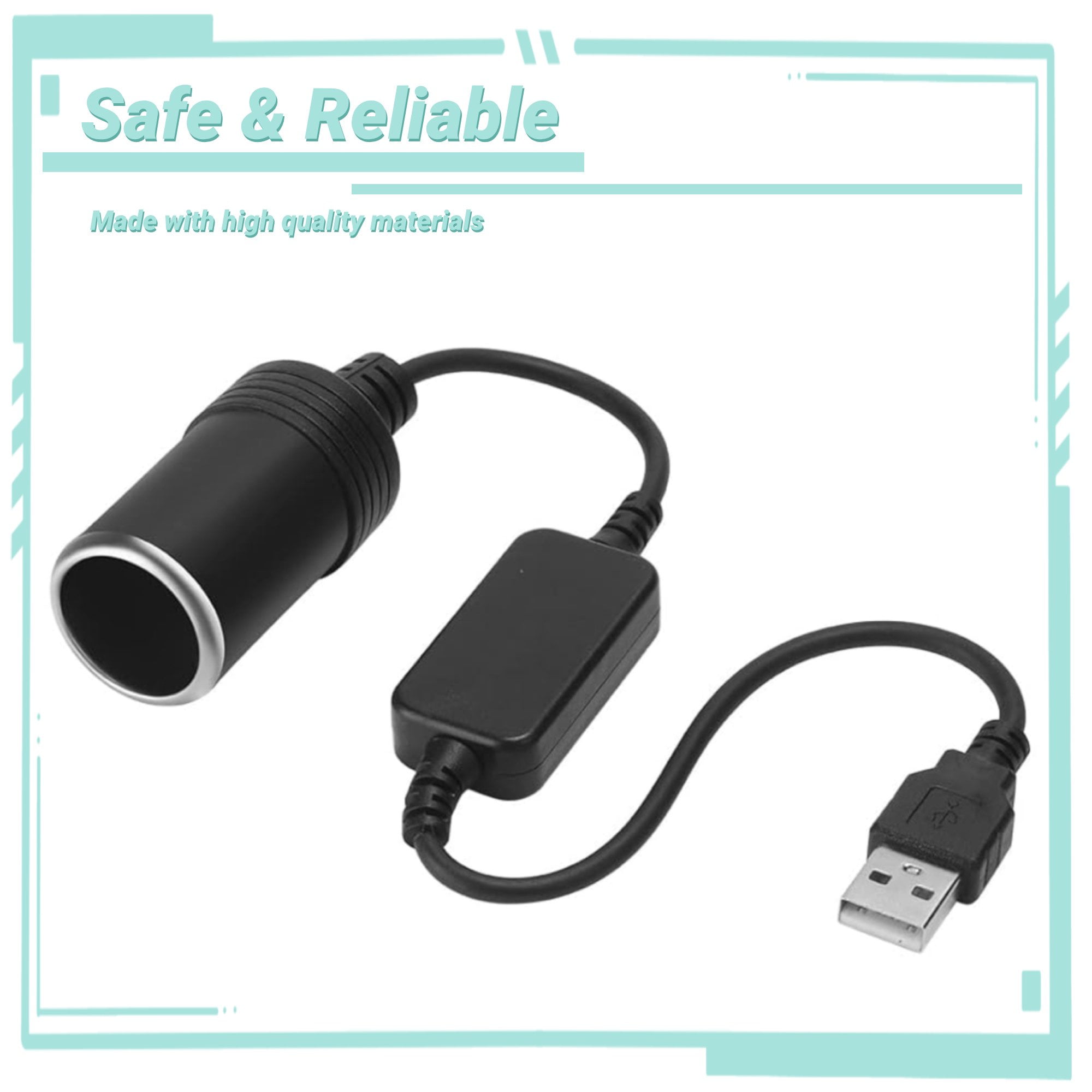 Yolmary USB to 12V DC Adapter - USB A Male to 12V Car Cigarette Lighter Socket Female Power ...