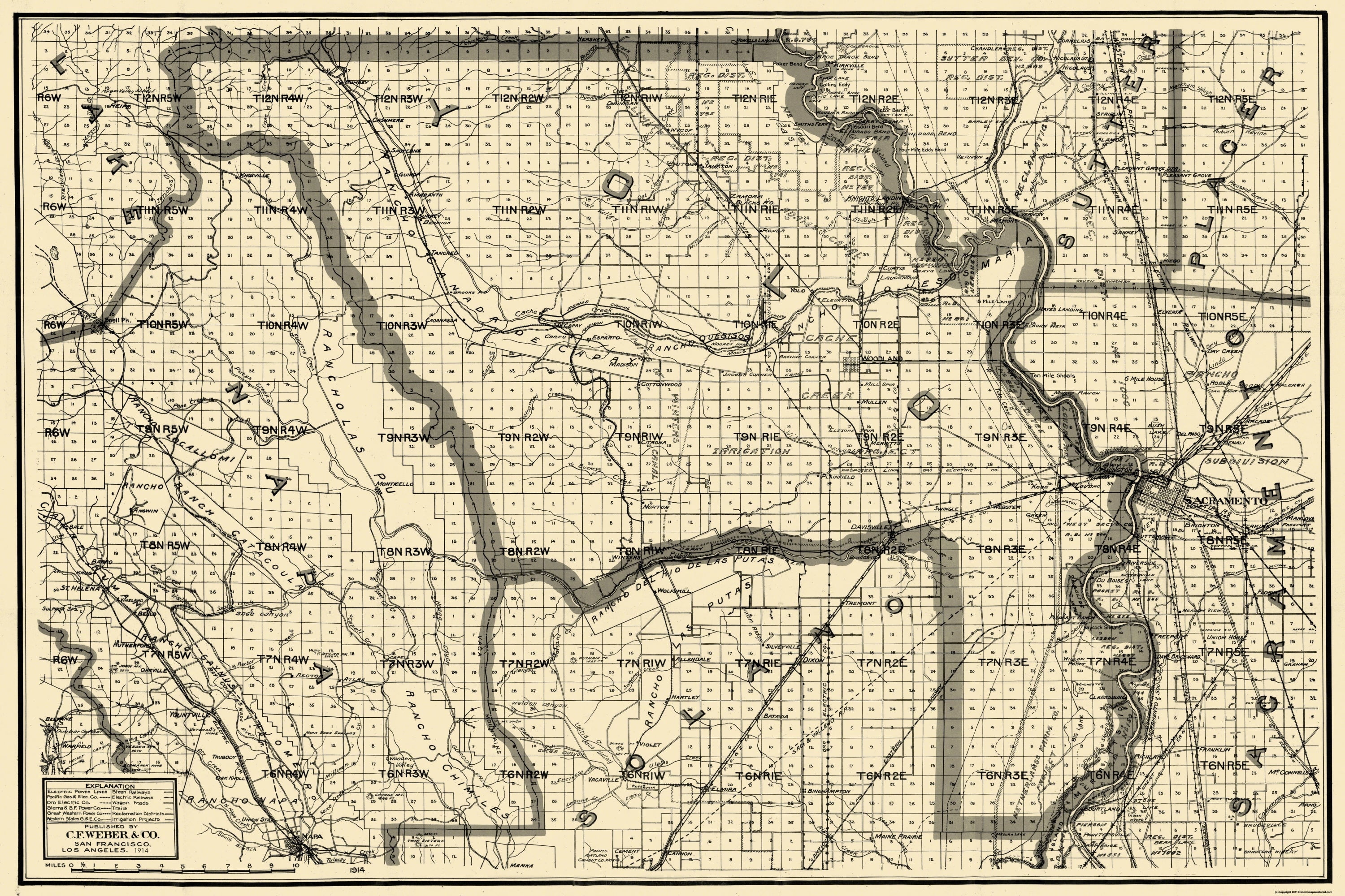 Historic County Map - Yolo County California - Weber 1914 - 34.5 x 23 ...