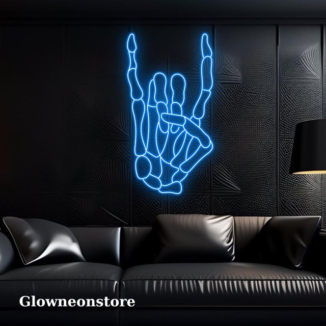 Yolo Hand Sign Led Light, Skeleton Hand Sign Neon, Skeleton Hand Neon ...