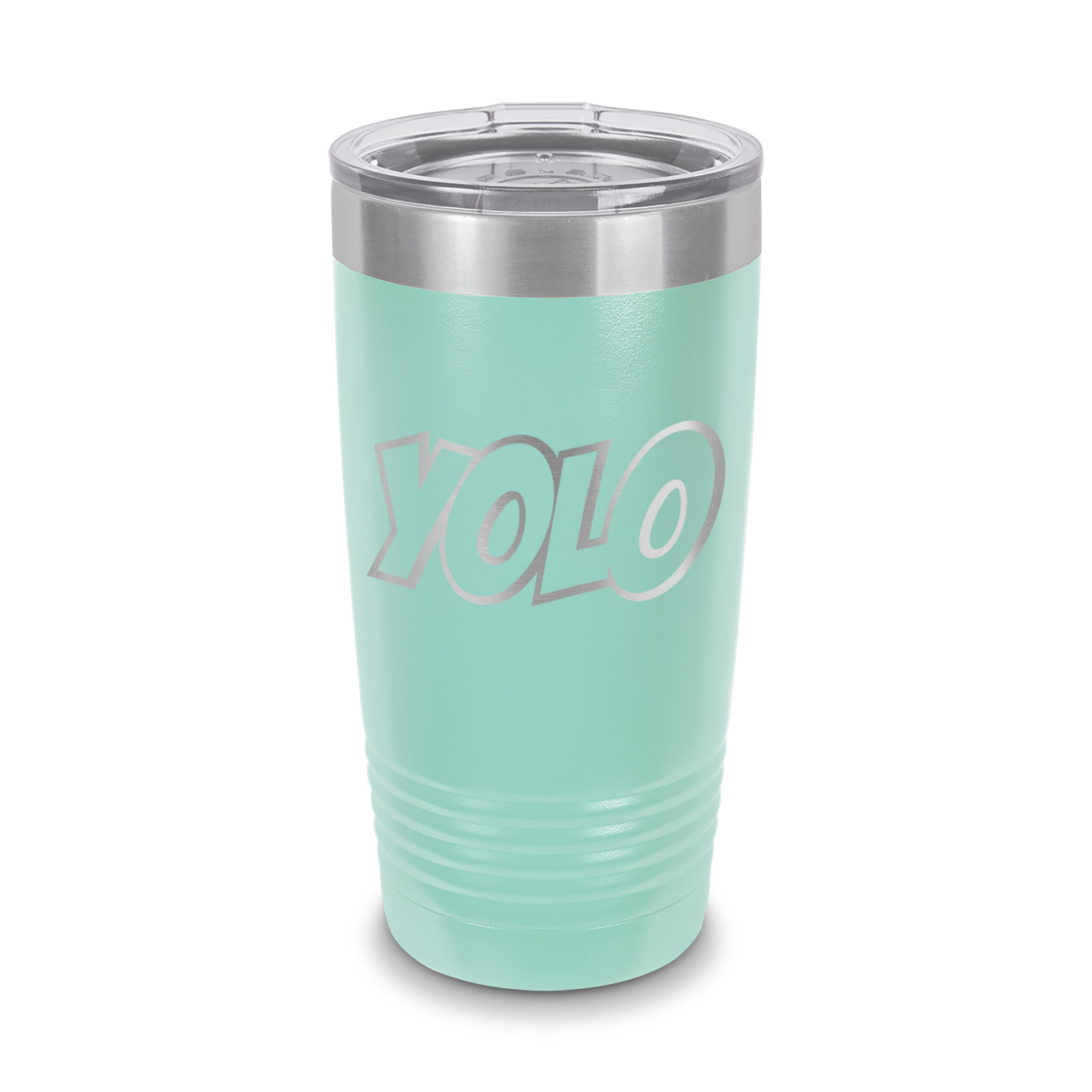 Yolo Tumbler 20 oz - Laser Engraved w/ Clear Lid - Stainless Steel ...