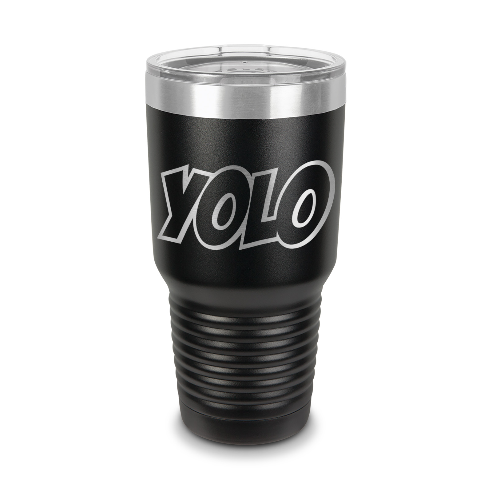 Yolo Tumbler 30 oz - Laser Engraved w/ Clear Lid - Stainless Steel ...