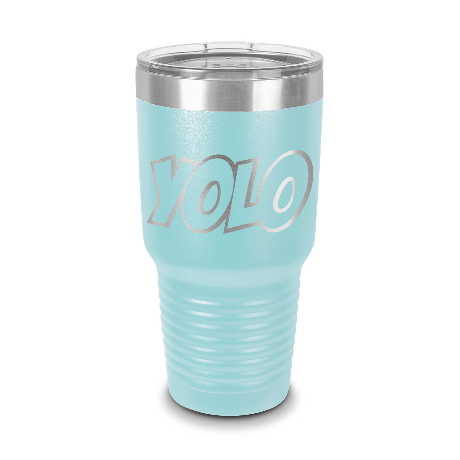 Yolo Tumbler 30 oz - Laser Engraved w/ Clear Lid - Stainless Steel ...