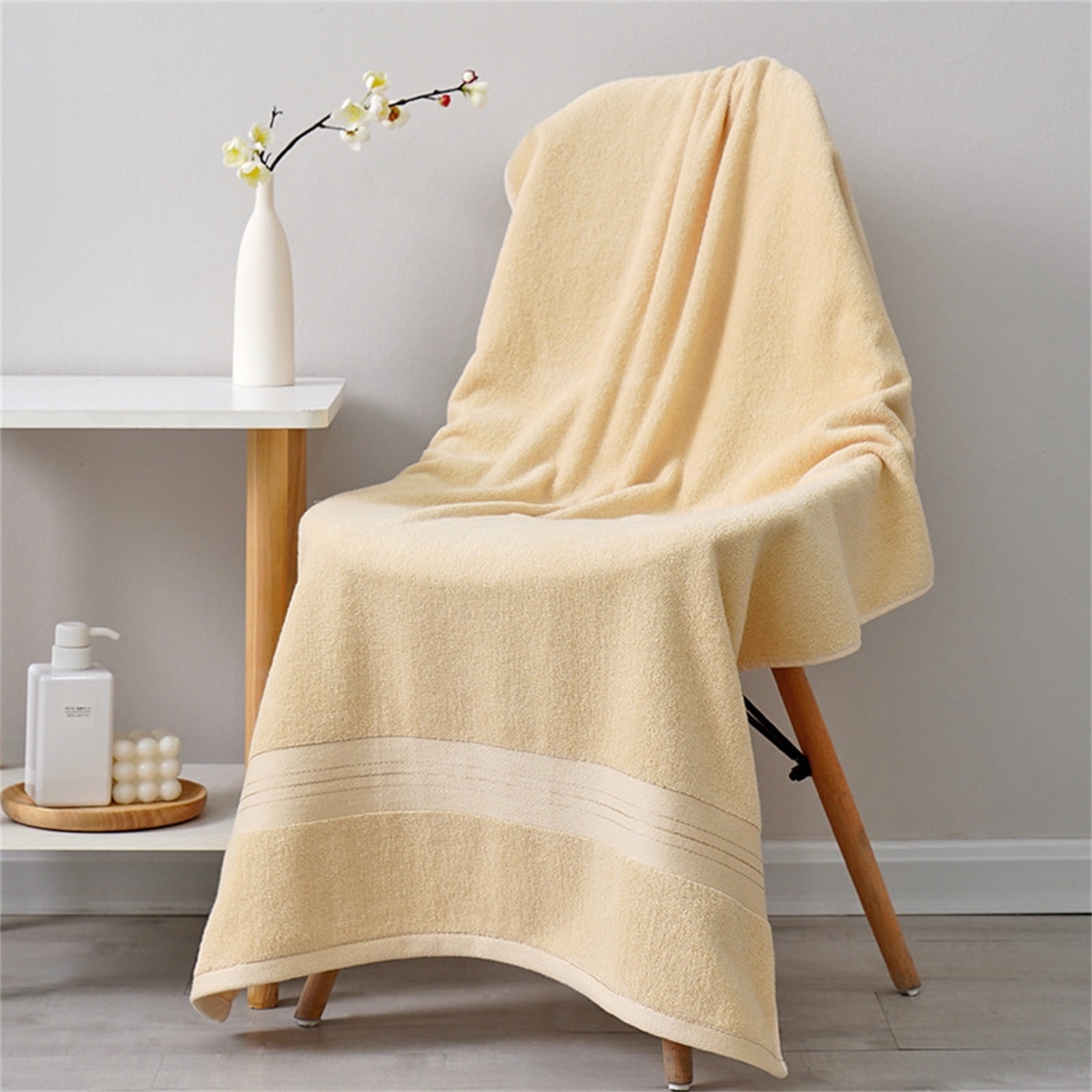 Yoloke Cotton Large Bath & Shower Towel - Natural Gift Bath Sheets Fade ...