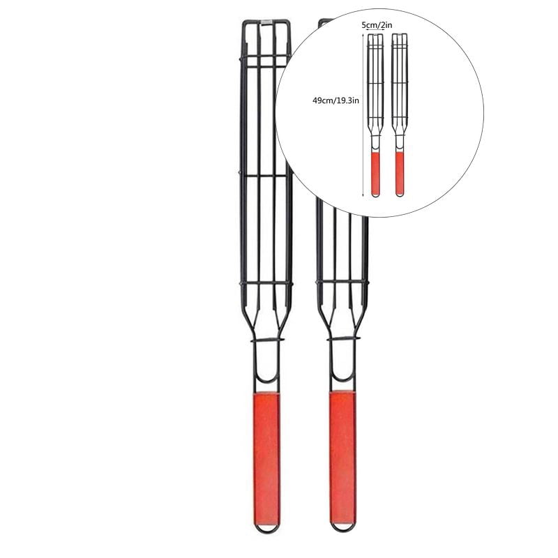 Yoloke 2 Pcs Kebab Grilling Basket & Grilling Skewers Stainless Steel ...