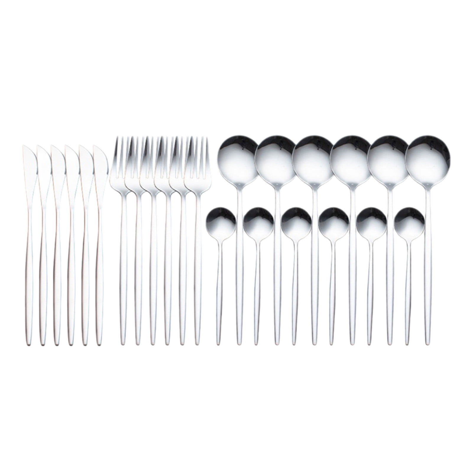 Yoloke 24-Piece Silver Silverware Sets Mirror Polished Stainless Steel ...
