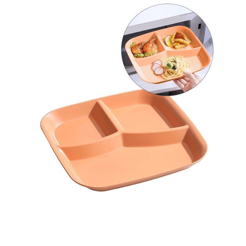 Yoloke 3 Compartments Dinner Plate Food Plate Food Serving Tray ...