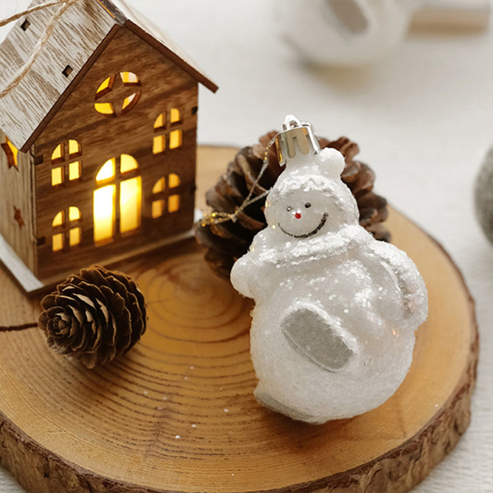 Yoloke 3PCS Small White Snowman Ornaments - 3D Smiling Hanging ...