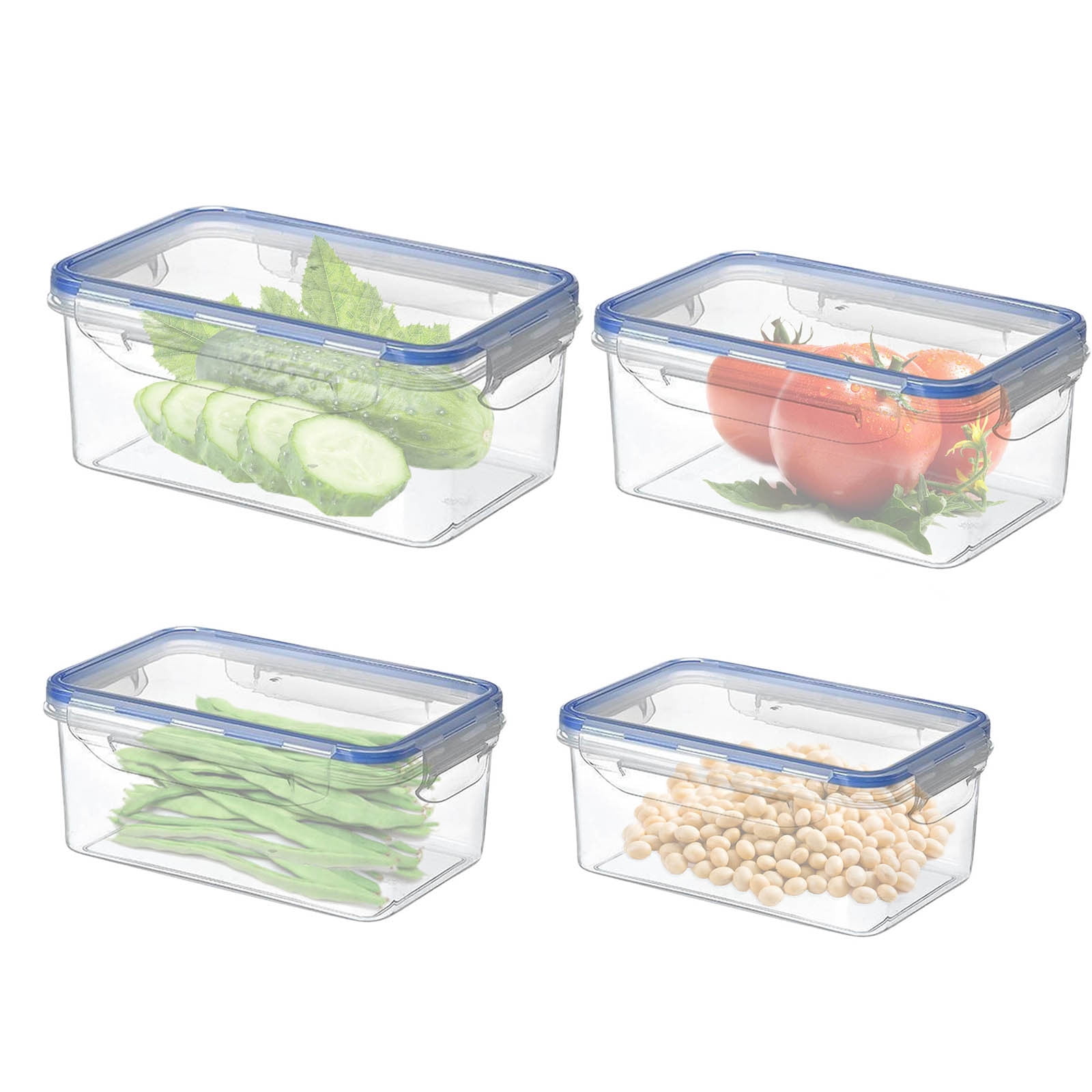 Yoloke 4-Piece Food Storage Containers with Lids，Rectangle Meal Prep ...