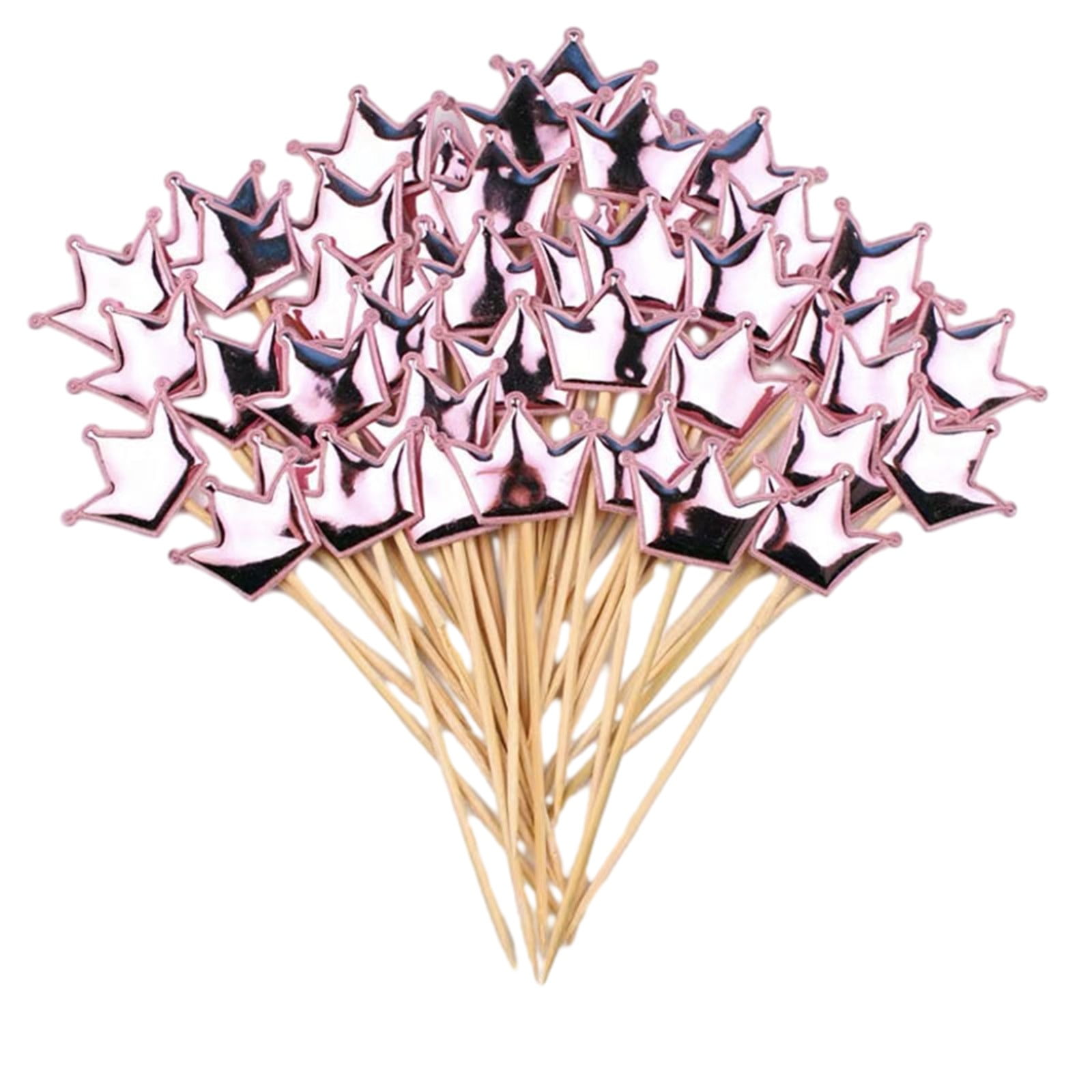Yoloke 50PCS Wooden Crown Cocktail Picks - Eco-Friendly Party Toothpick ...