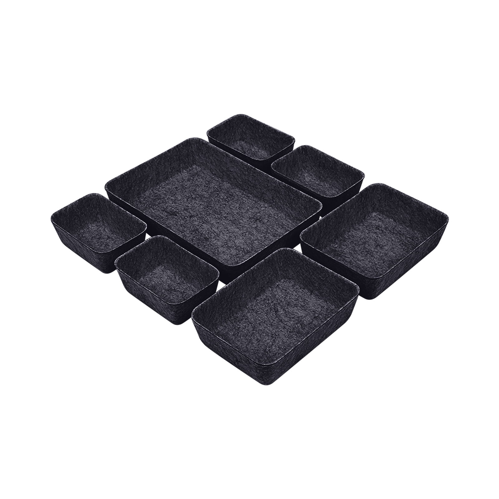 Yoloke 7-Pack Desk Drawer Organizers - Felt Storage Trays with Dividers ...