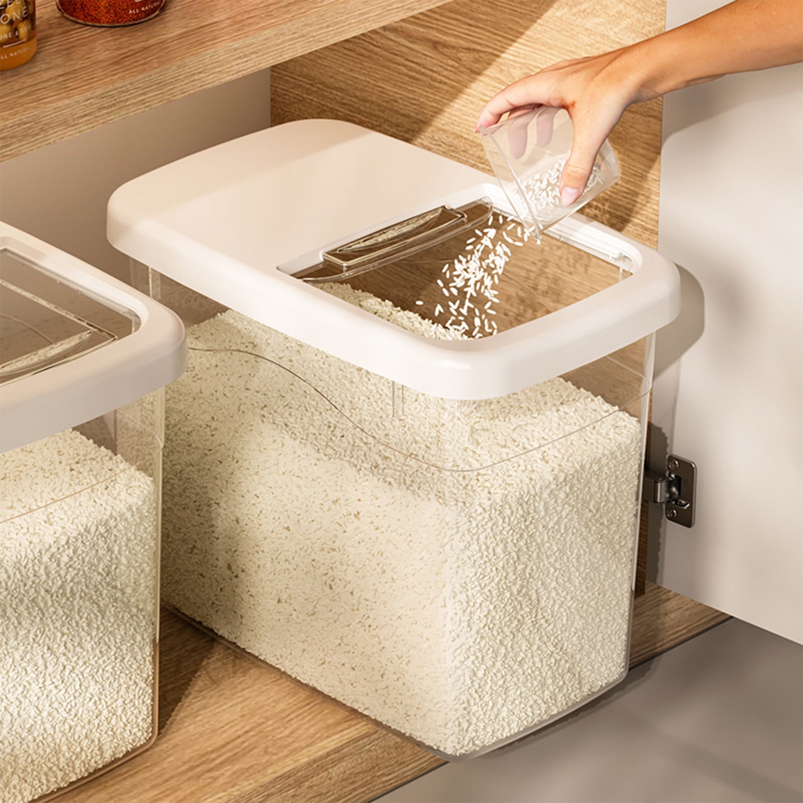 Yoloke ABS Transparent 27.55lbs Rice Barrel, Waterproof & Airtight Food ...