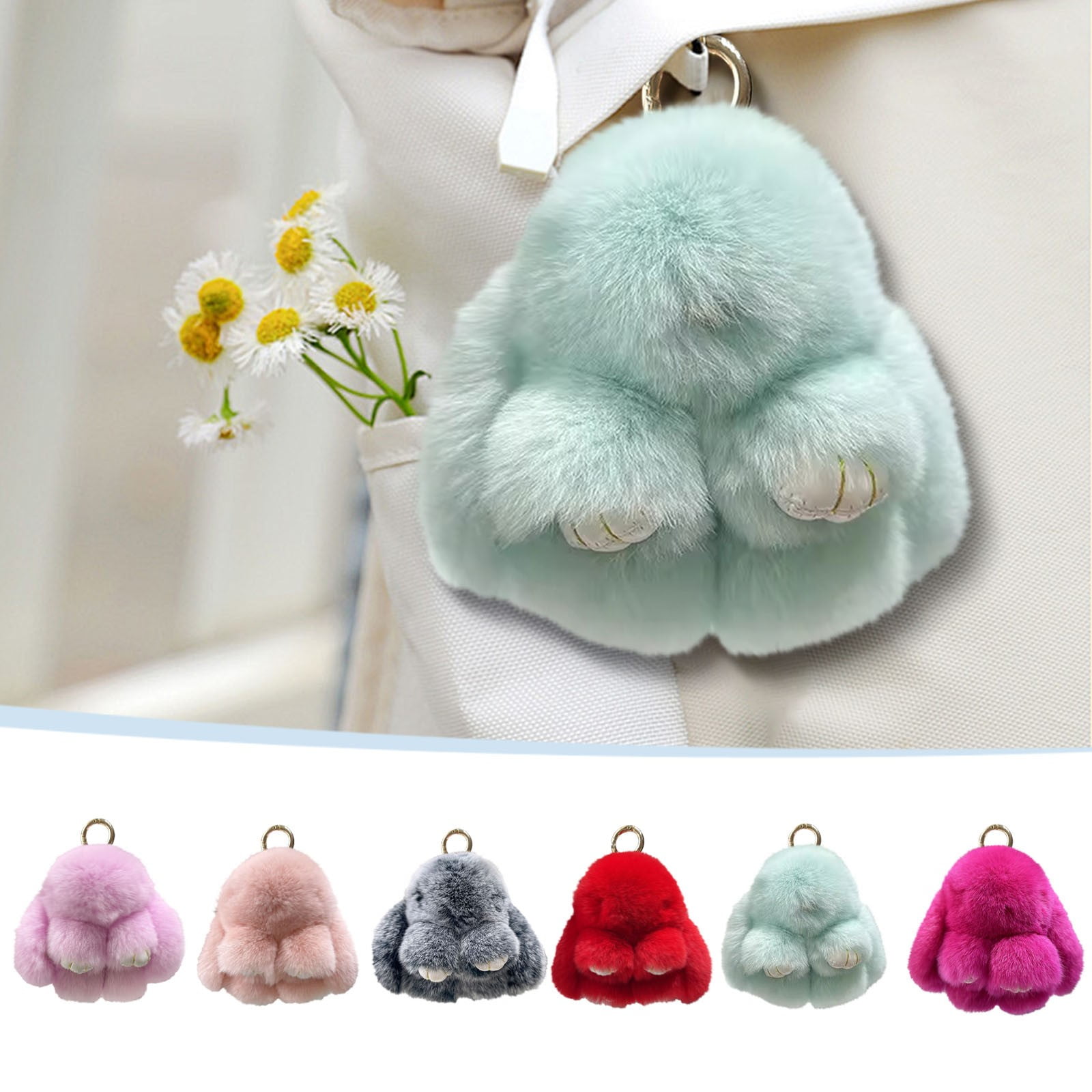 Yoloke Bunny Keychain, Cute Bunny Keychain, Handmade Soft Bunny ...