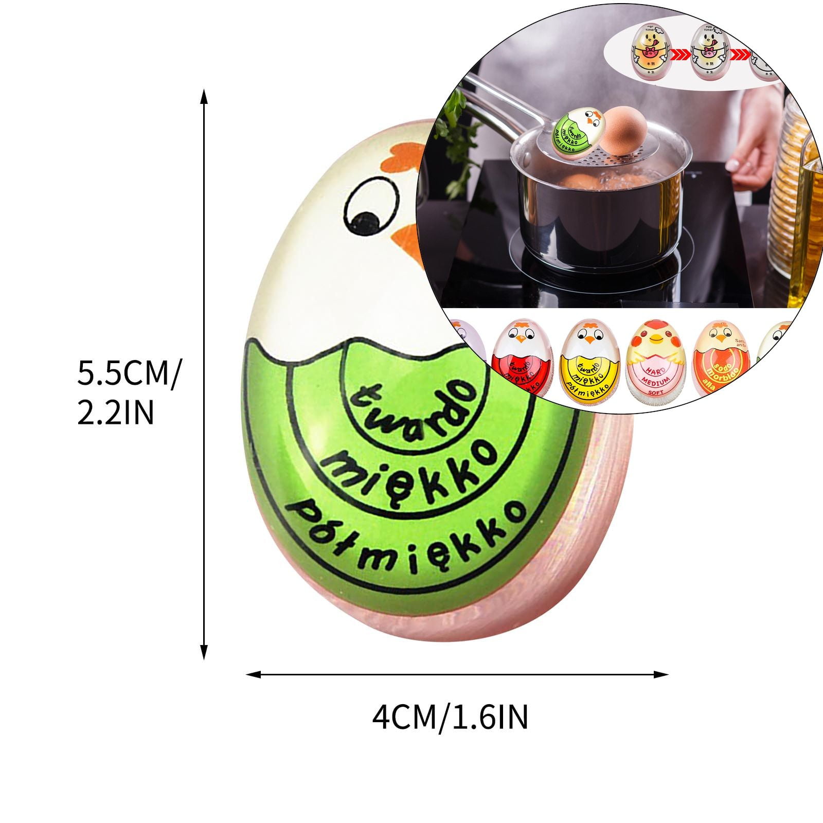 Yoloke Color-Changing Egg Timer for Perfect Boiled Eggs, Distinguishes ...