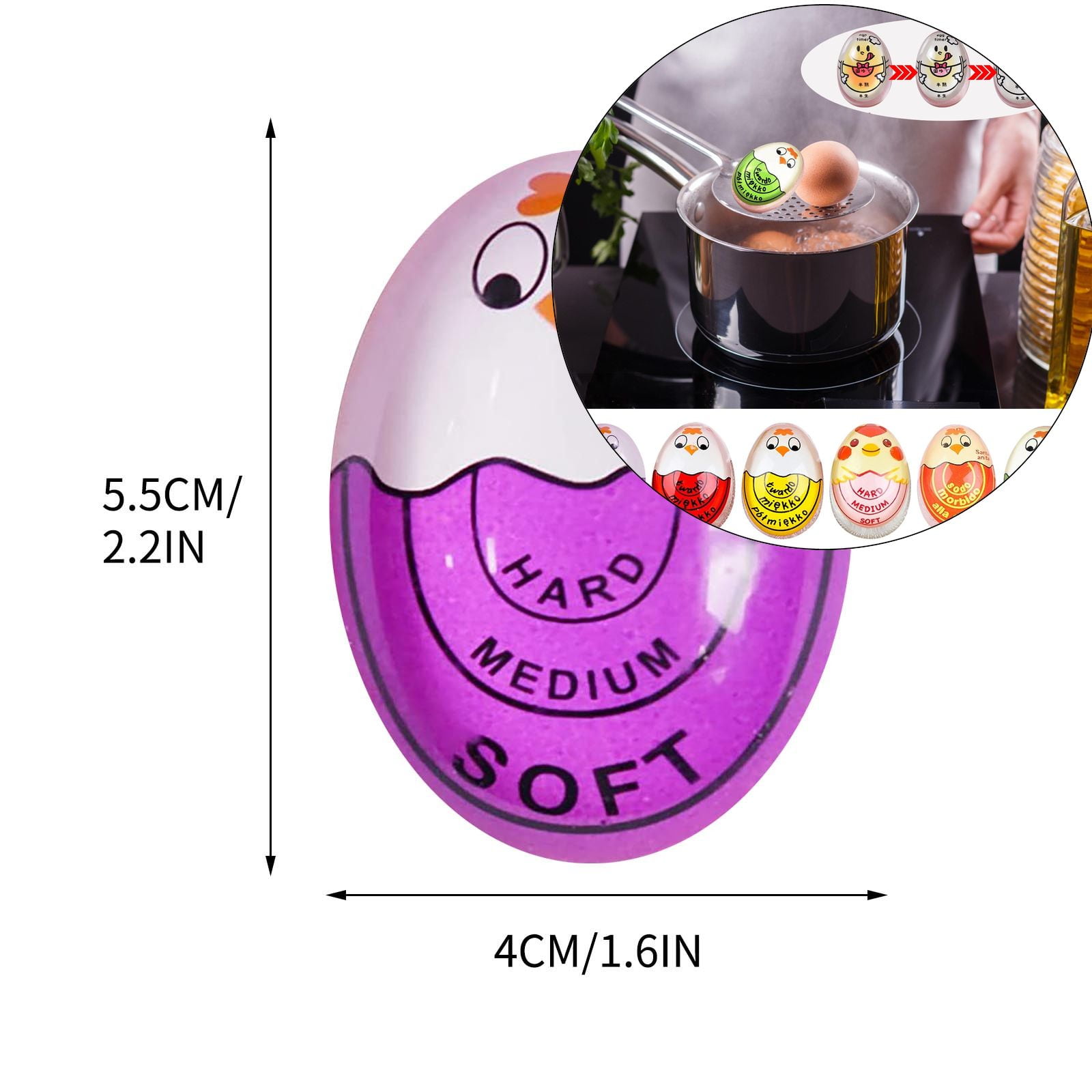 Yoloke Color-Changing Egg Timer for Perfect Boiled Eggs, Distinguishes ...