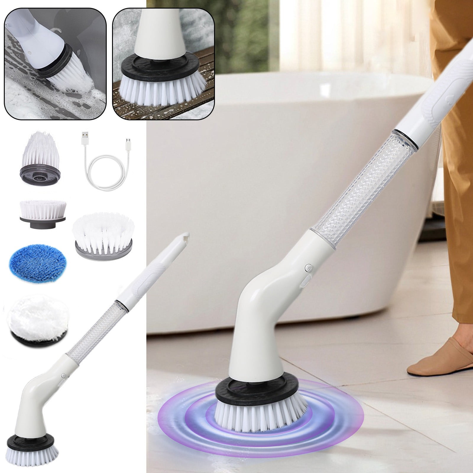 Yoloke Electric Scrub Brush Set with 5 Interchangeable Brush Heads and ...