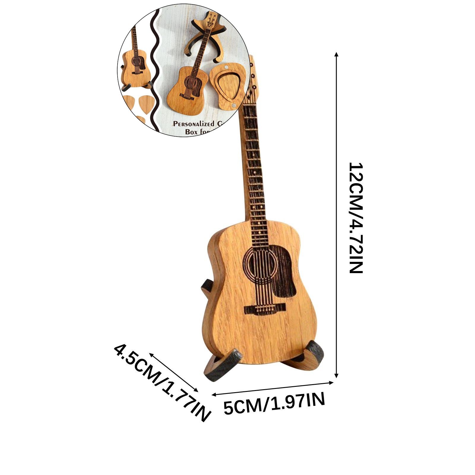 Yoloke Guitar Pick Holder, Wooden Guitar Pick Box with Stand, Guitar ...