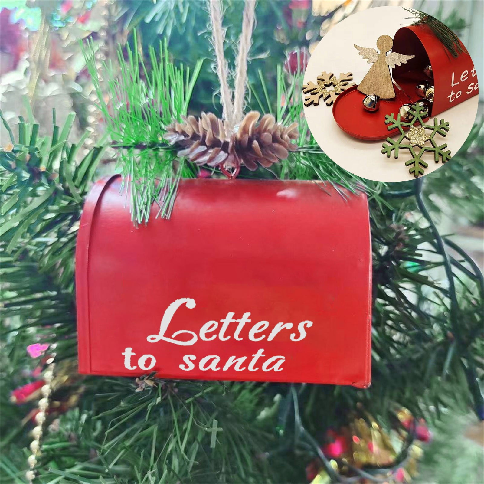 Yoloke Hanging Mailbox Ornament, Iron Red Decor, 9x5.5x9cm, Easy ...