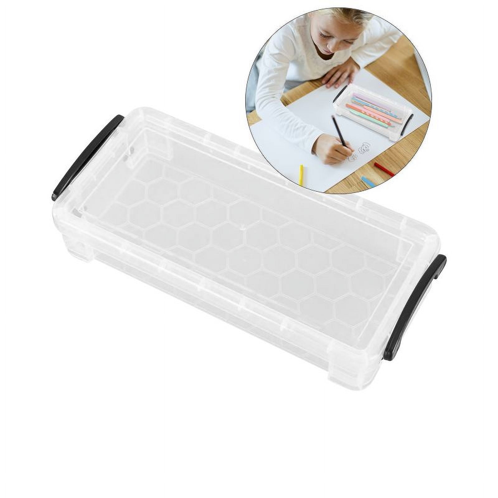 Yoloke Large Capacity Plastic Pencil Box Stackable Translucent Clear ...
