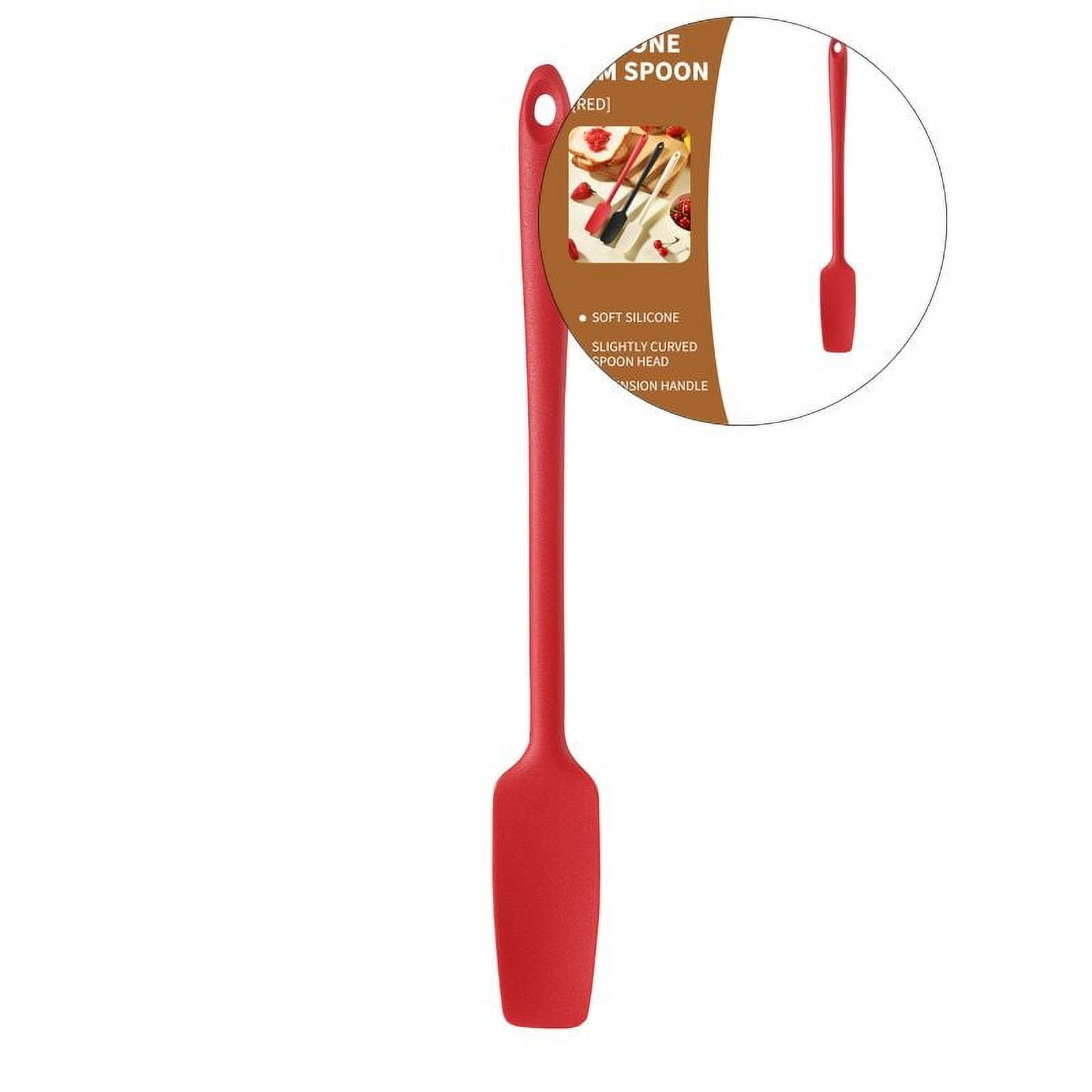 Yoloke Long Handle Silicone Jar Spatula Non-Stick Rubber Scraper ...