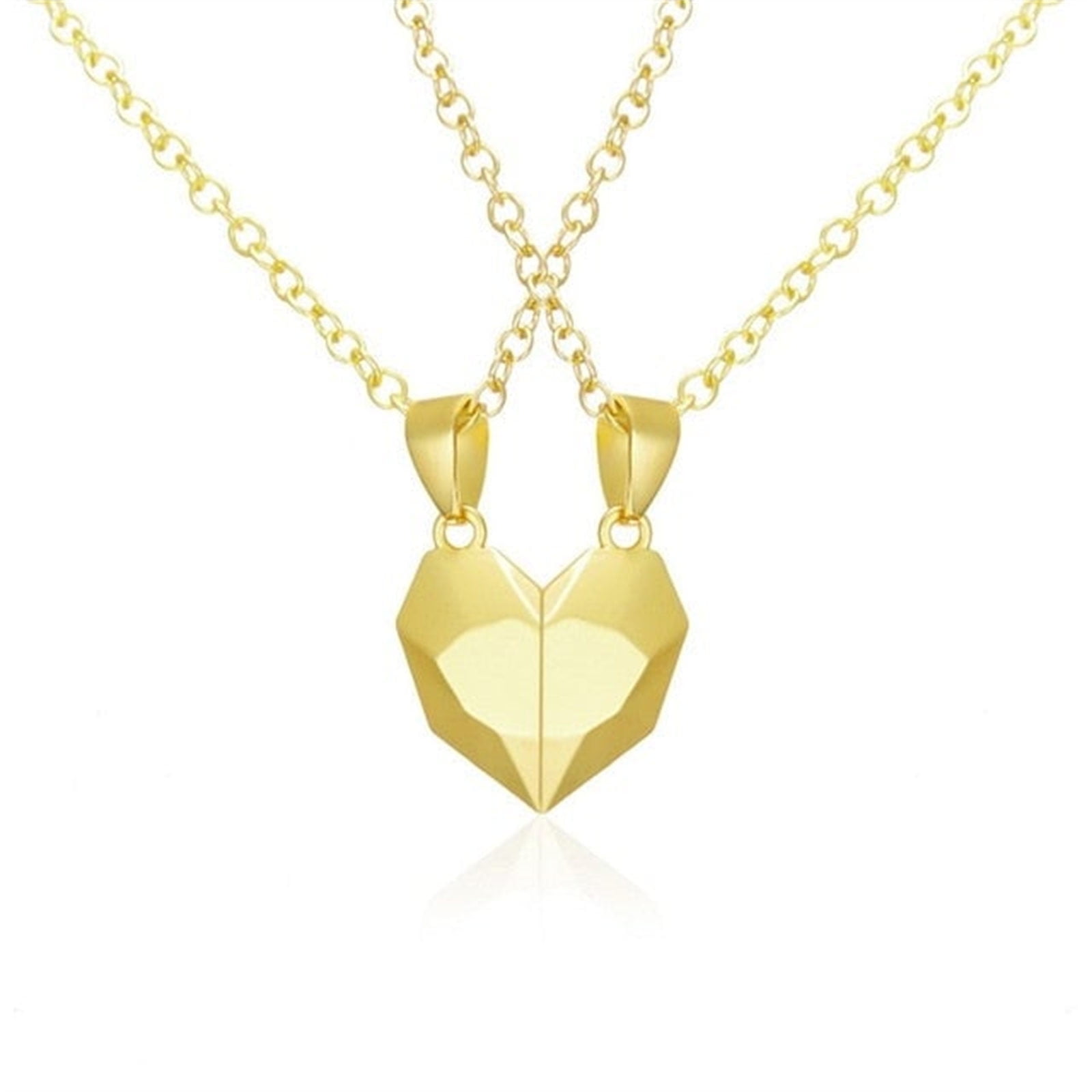 Yoloke Magnetic Heart-shaped Couple Necklaces with Wish Stone Details ...