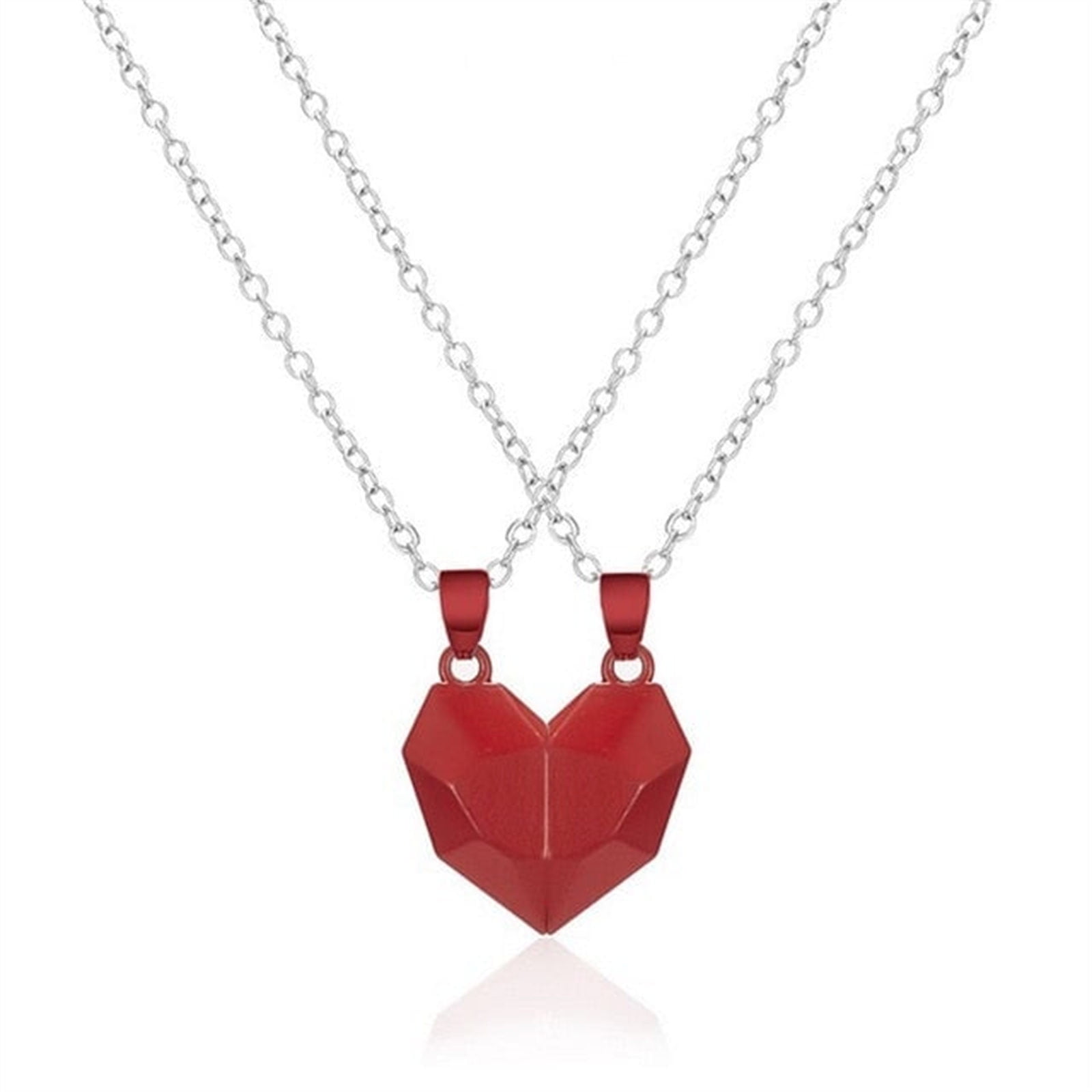 Yoloke Magnetic Heart-shaped Couple Necklaces with Wish Stone Details ...