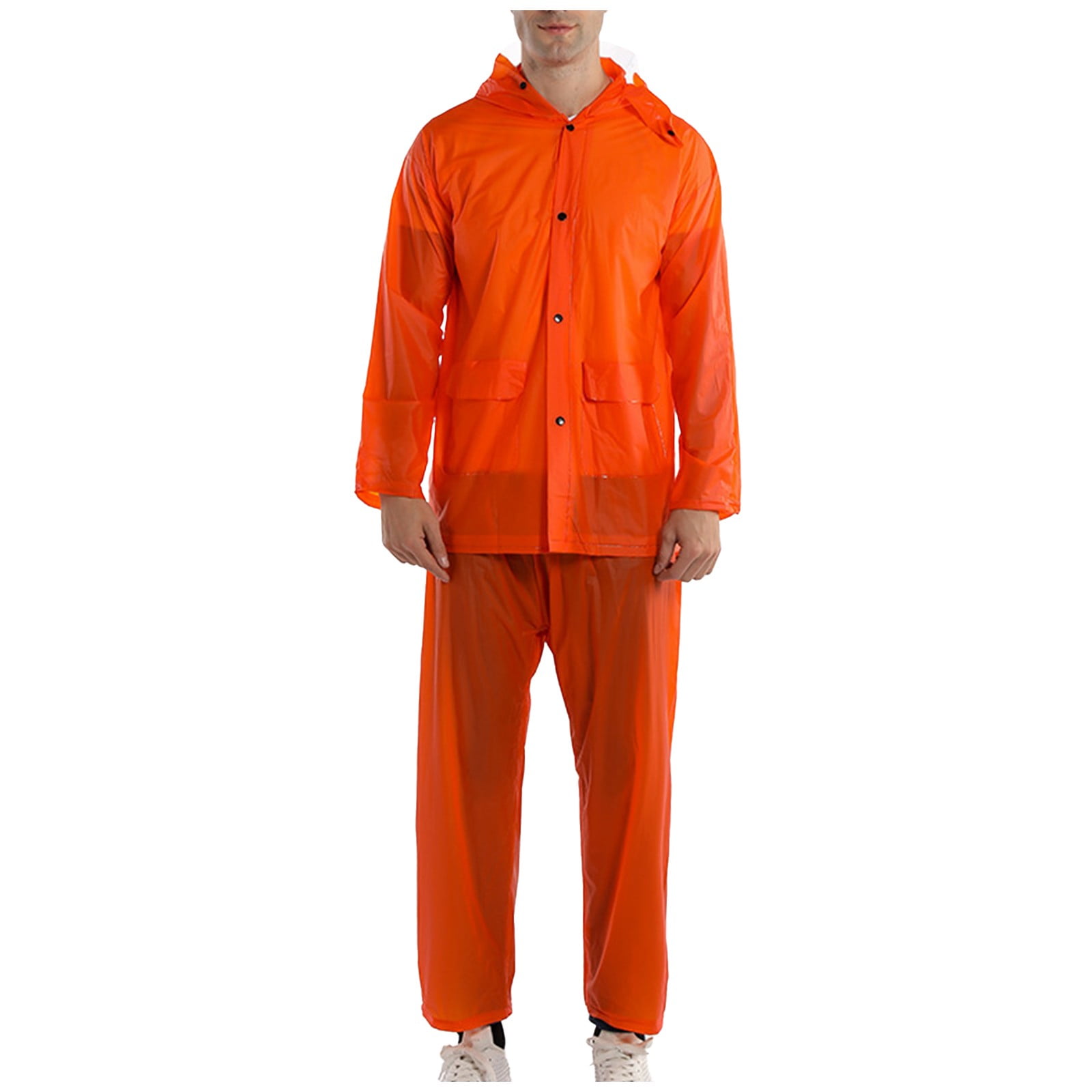 Yoloke Men's and Women's PVC Transparent Raincoat Set - Outdoor Duty ...